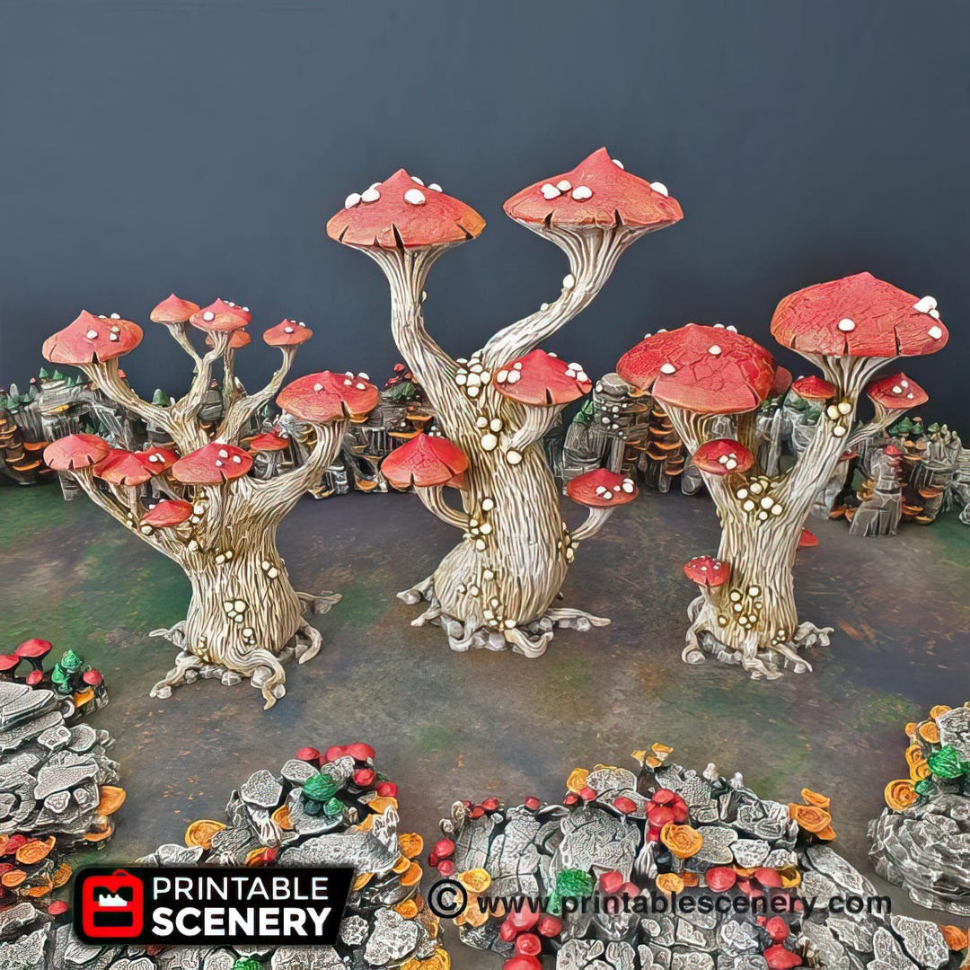 Mushroom Trees Scatter Terrain Fly Agaric Fungus Prop Printable Scenery ...