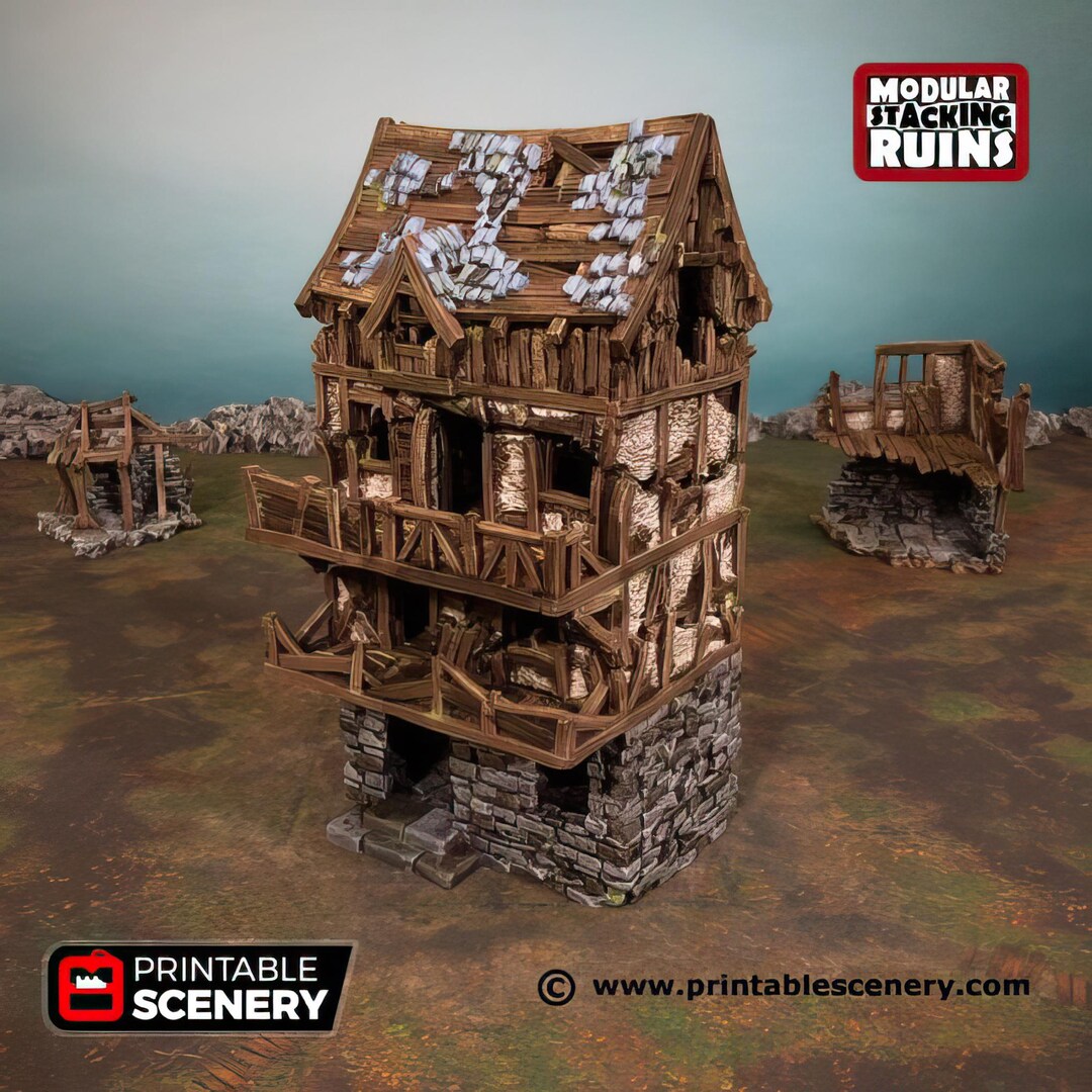 Modular Ruined Building: Tabletop RPG Town Terrain for Wargaming and ...