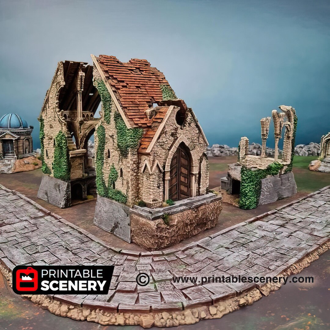 Church Ruins Crypt Tabletop Building Prop Printable Scenery Terrain ...