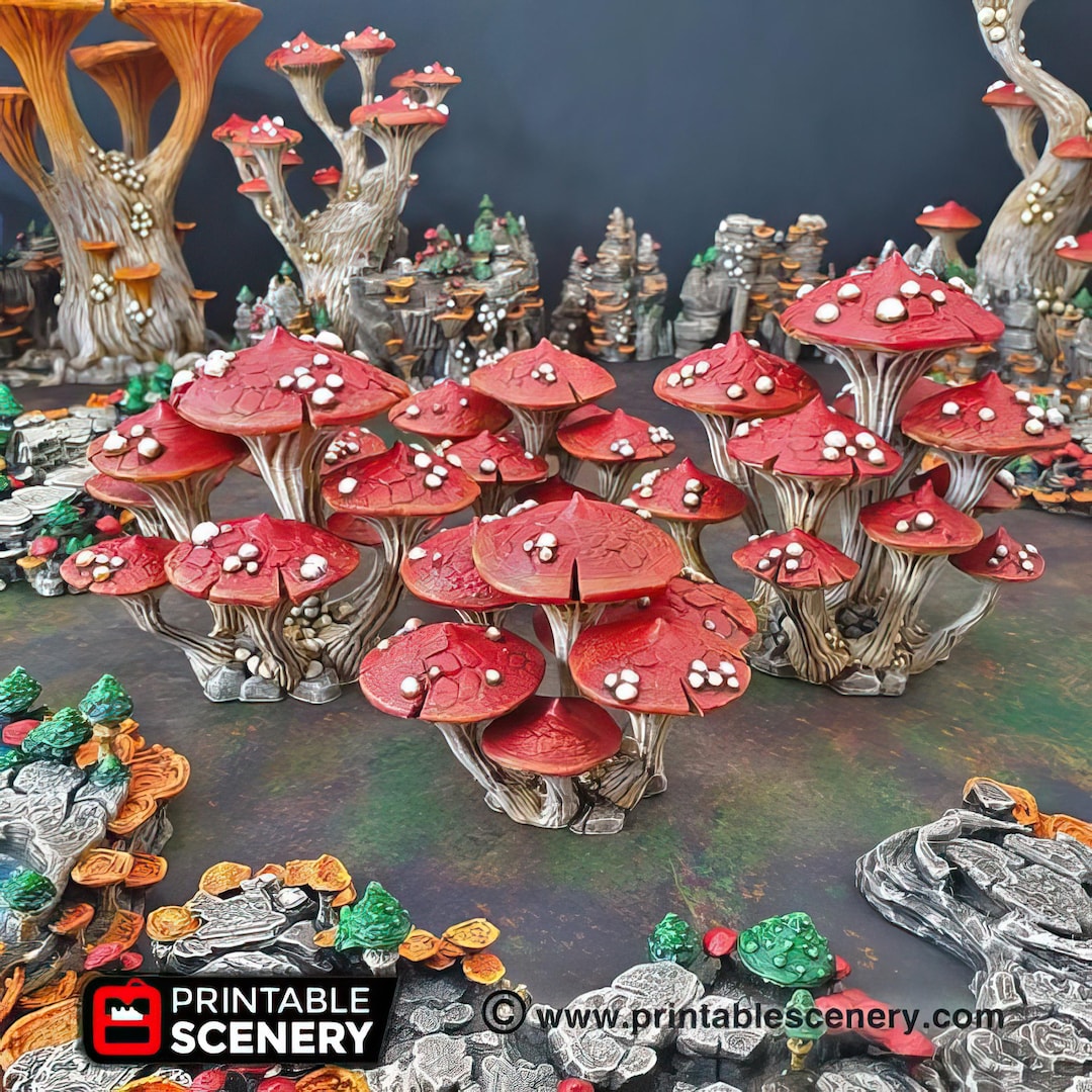 Mushroom Scatter Tabletop Terrain Trees Fly Agaric Fungus Prop ...