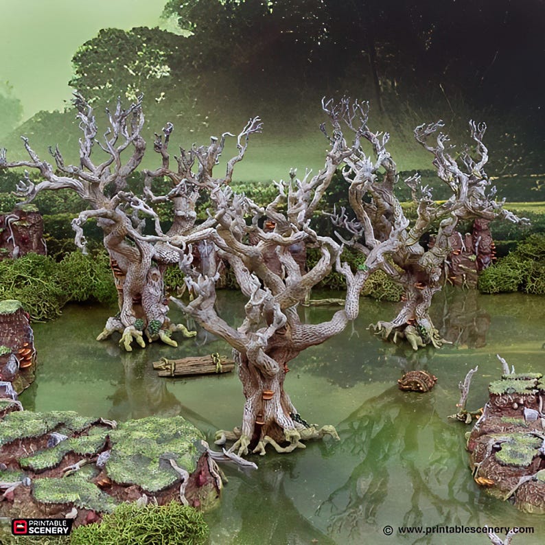 Tabletop Trees: Set of 3, Swamp Terrain Scenery for Tabletop Wargaming ...