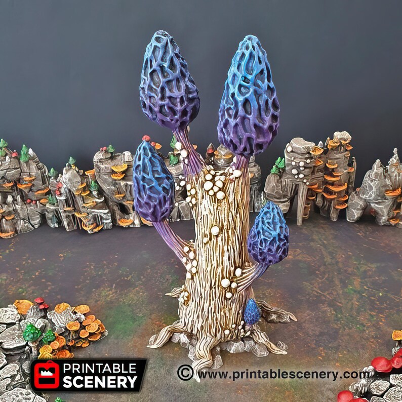 Mushroom Trees Scatter Terrain: Morels, (set of 3) Fantasy RPG Tabletop ...