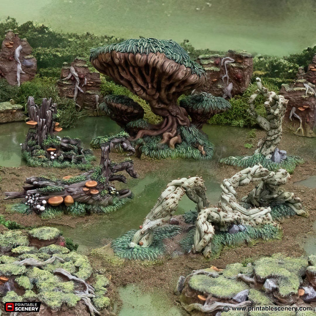 Swamp Scatter Tabletop Terrain Tiles Rocks Tree Stump Vine Monster ...