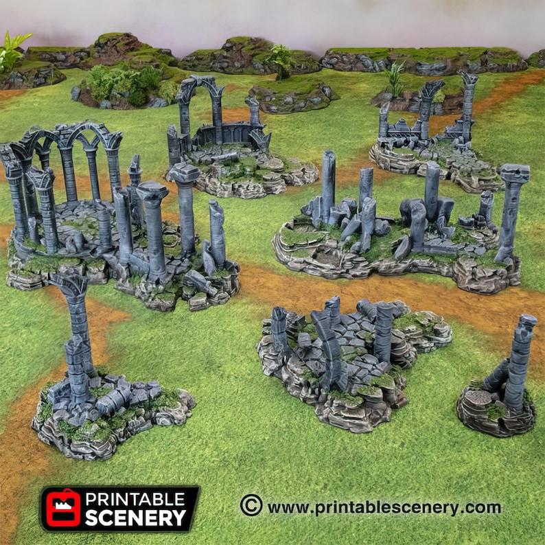 Ancient Ruins: Scatter Tabletop Terrain 7-piece Set, RPG Wargaming ...