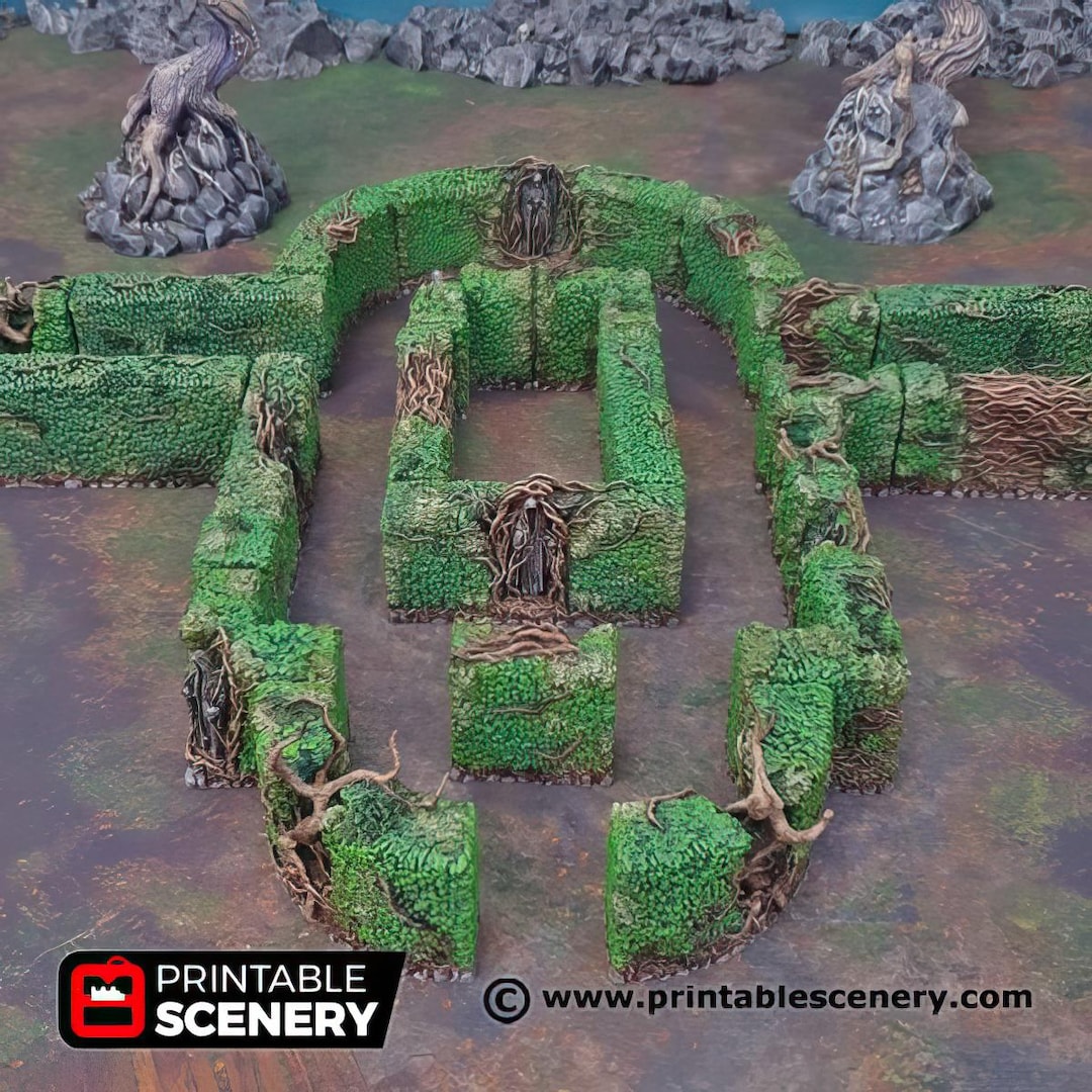 Hedge Maze Modular Terrain: 24 Pieces, Tabletop RPG Labyrinth ...