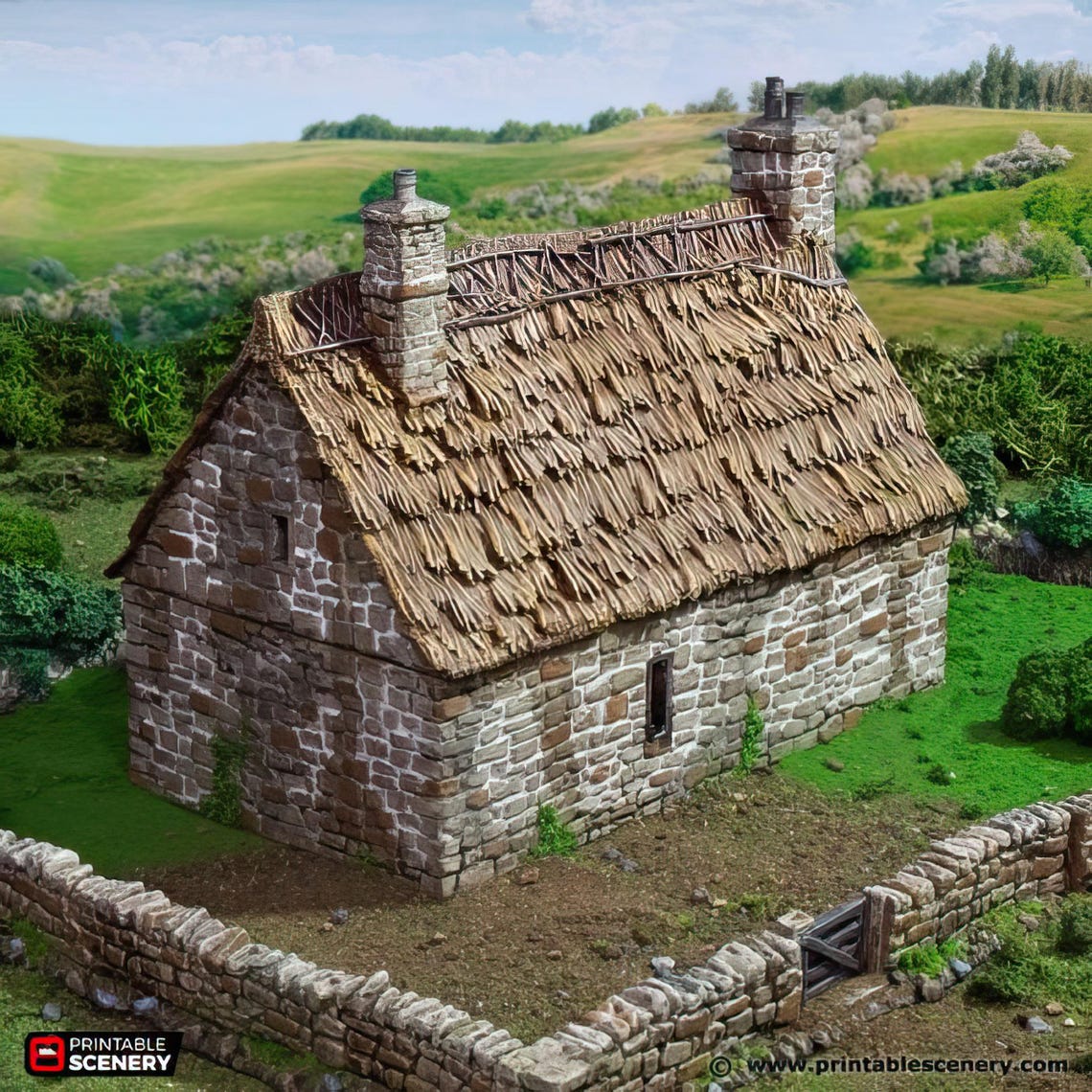 Thatched Cottage House Historical Tabletop Wargaming Building Printable ...
