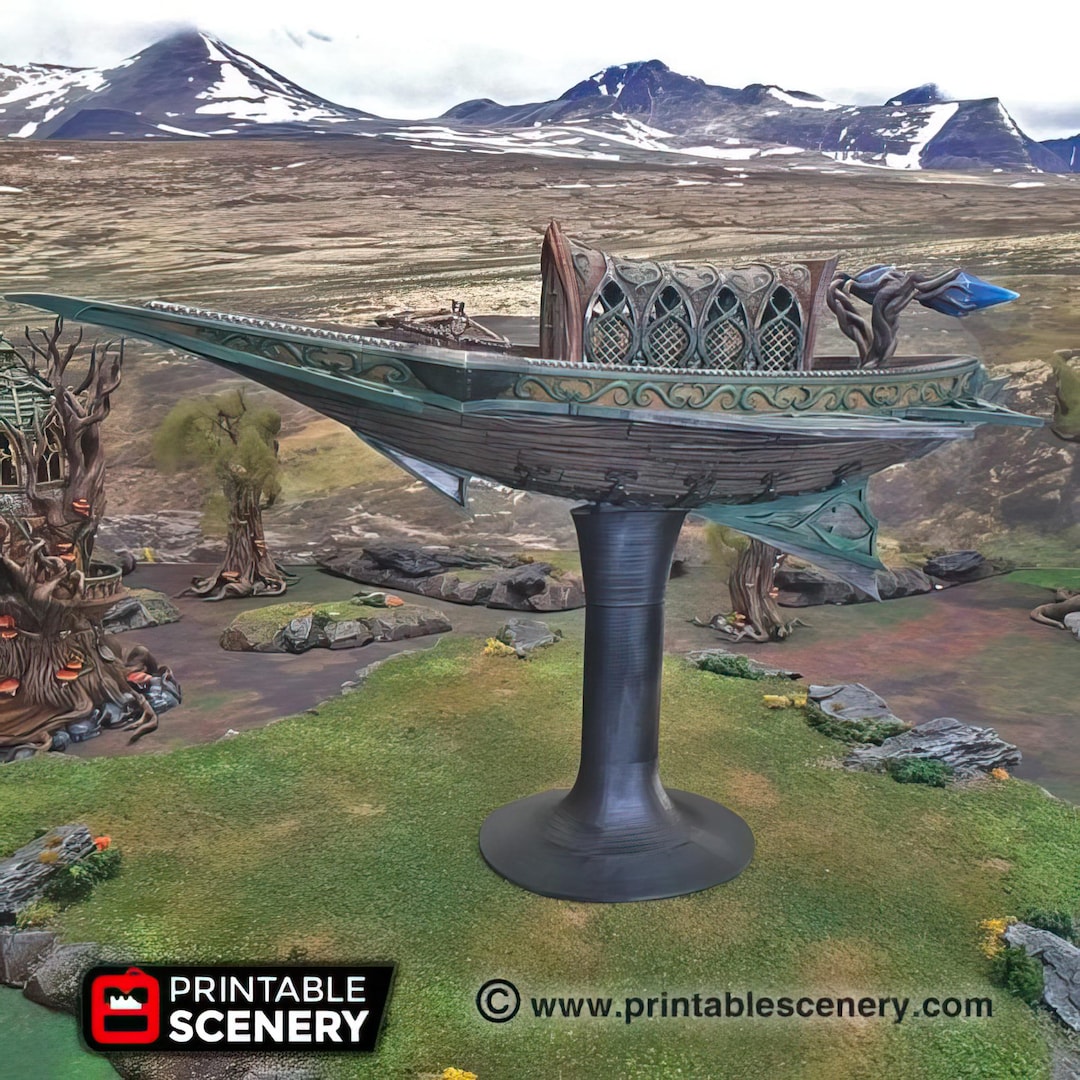 Elven Ship: Tabletop Terrain 3D Printed Fantasy RPG Galley for ...