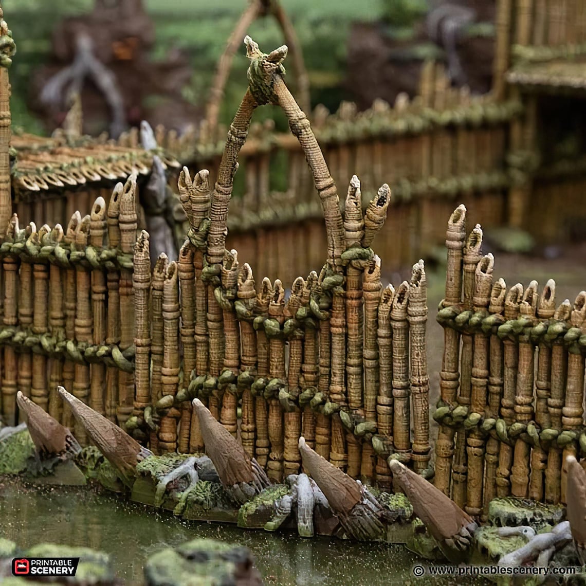 Bamboo Barricade: Tribal Camp Terrain - Fantasy RPG Printable Scenery ...