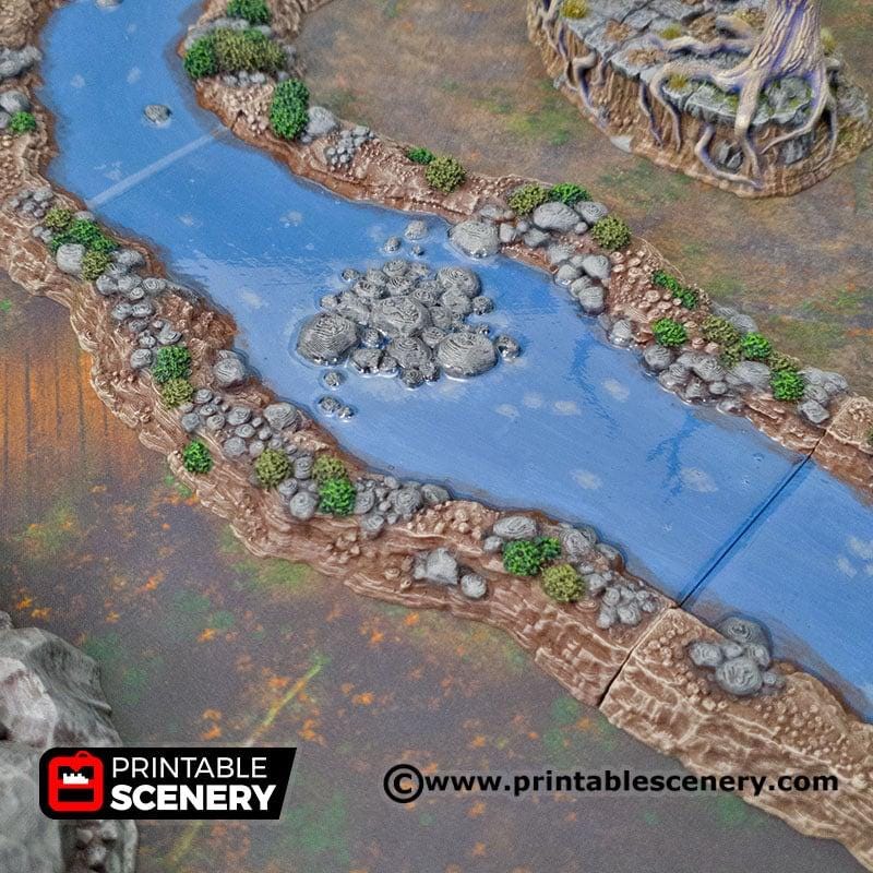 River Tiles Tabletop Scatter Modular Water Terrain Printable Scenery ...