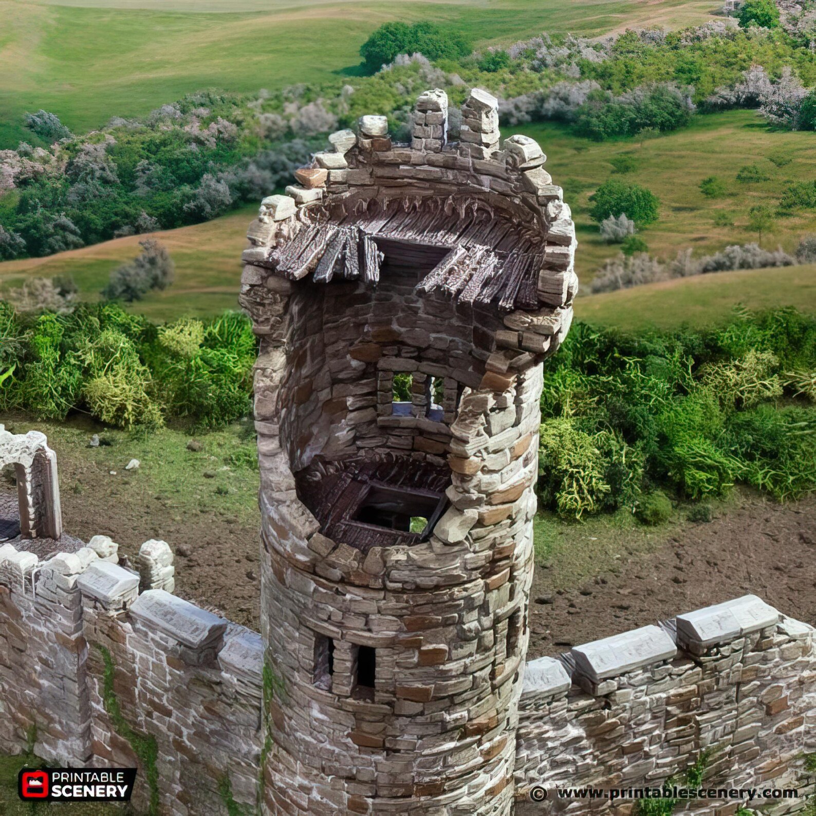 Ruined Round Tower: Tabletop Castle Terrain, Norman Fort, Medieval Keep ...
