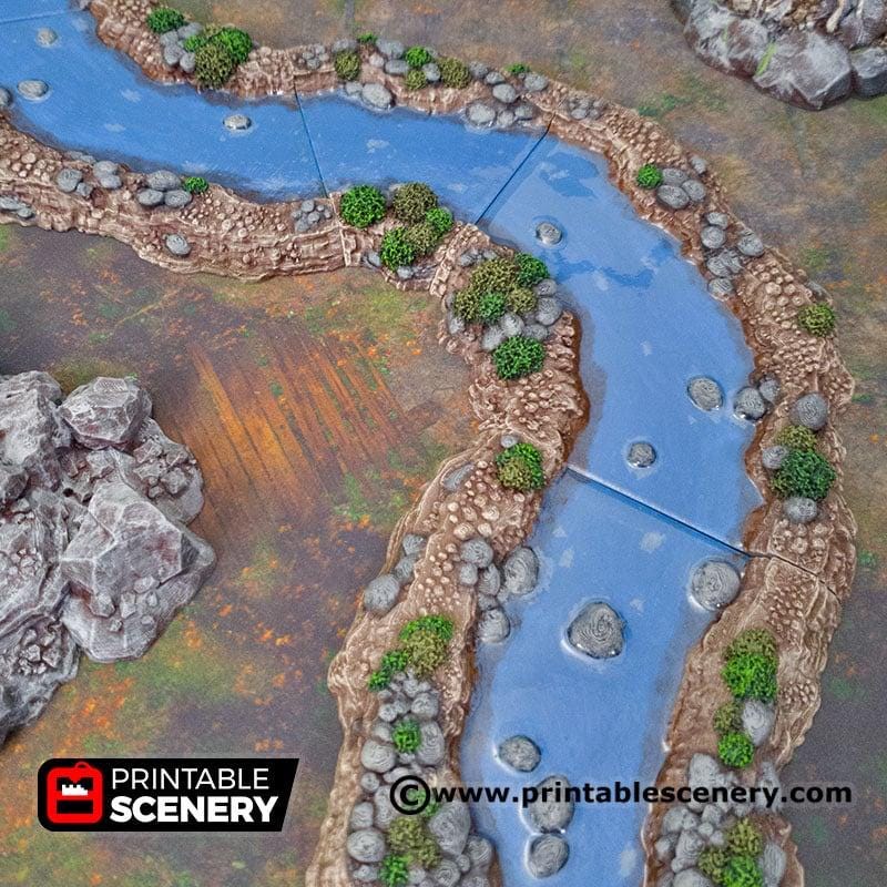 River Tiles Tabletop Scatter Modular Water Terrain Printable Scenery ...