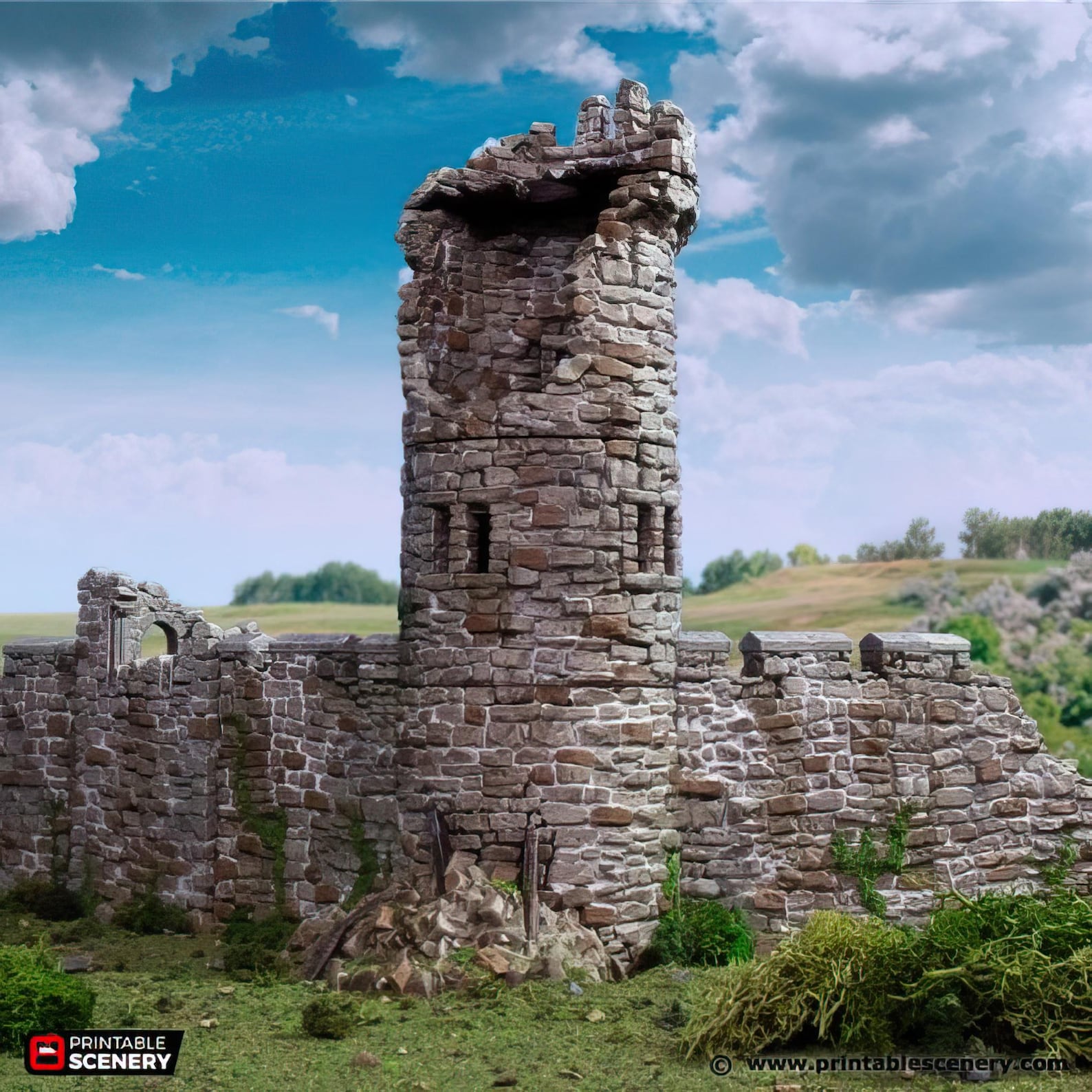 Ruined Round Tower: Tabletop Castle Terrain, Norman Fort, Medieval Keep ...
