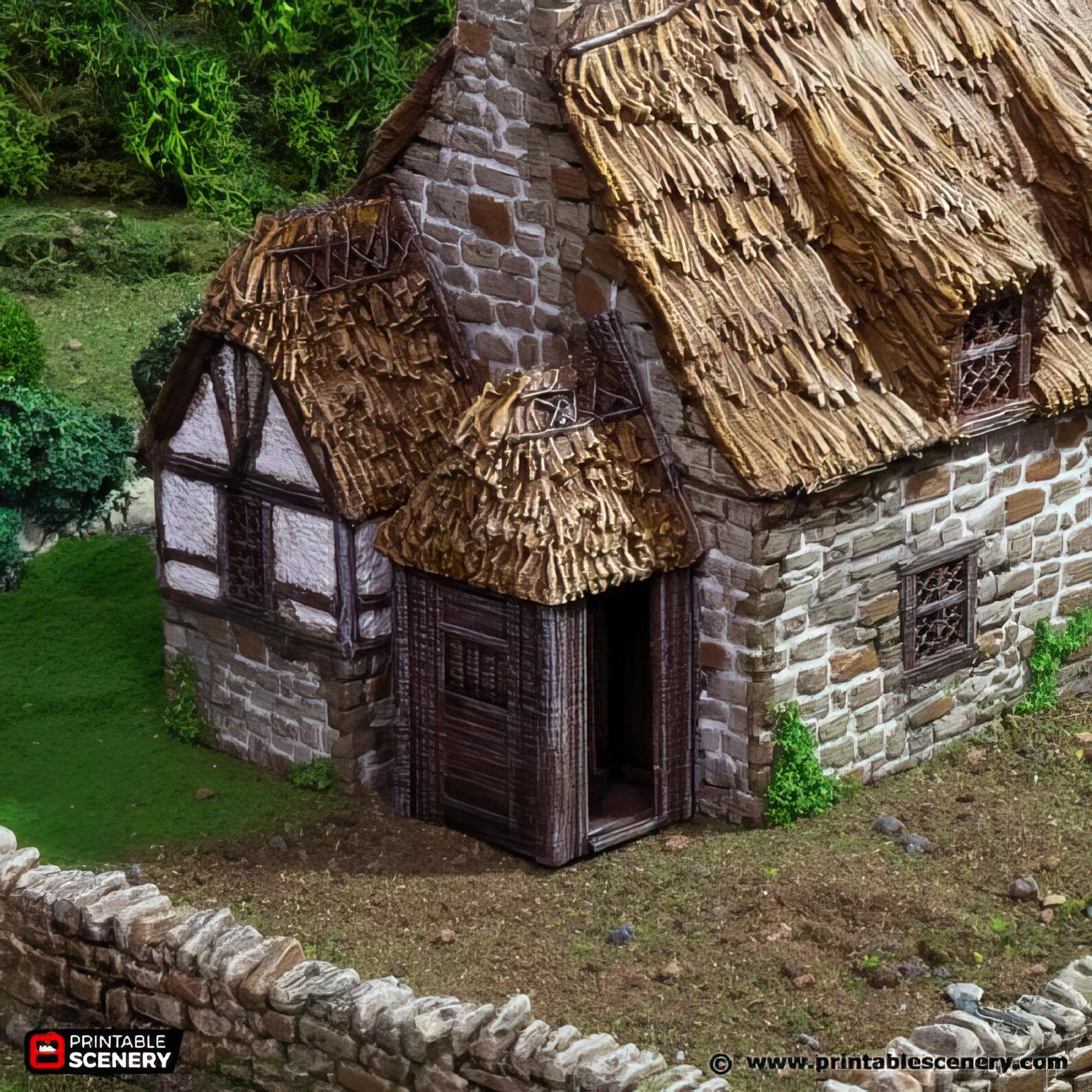 Thatched Cottage House Historical Tabletop Wargaming Building Printable ...