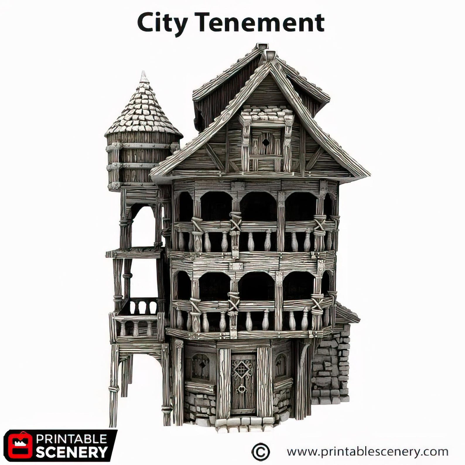 4-storey Tenement Building: Large Tabletop RPG City Scenery Terrain ...