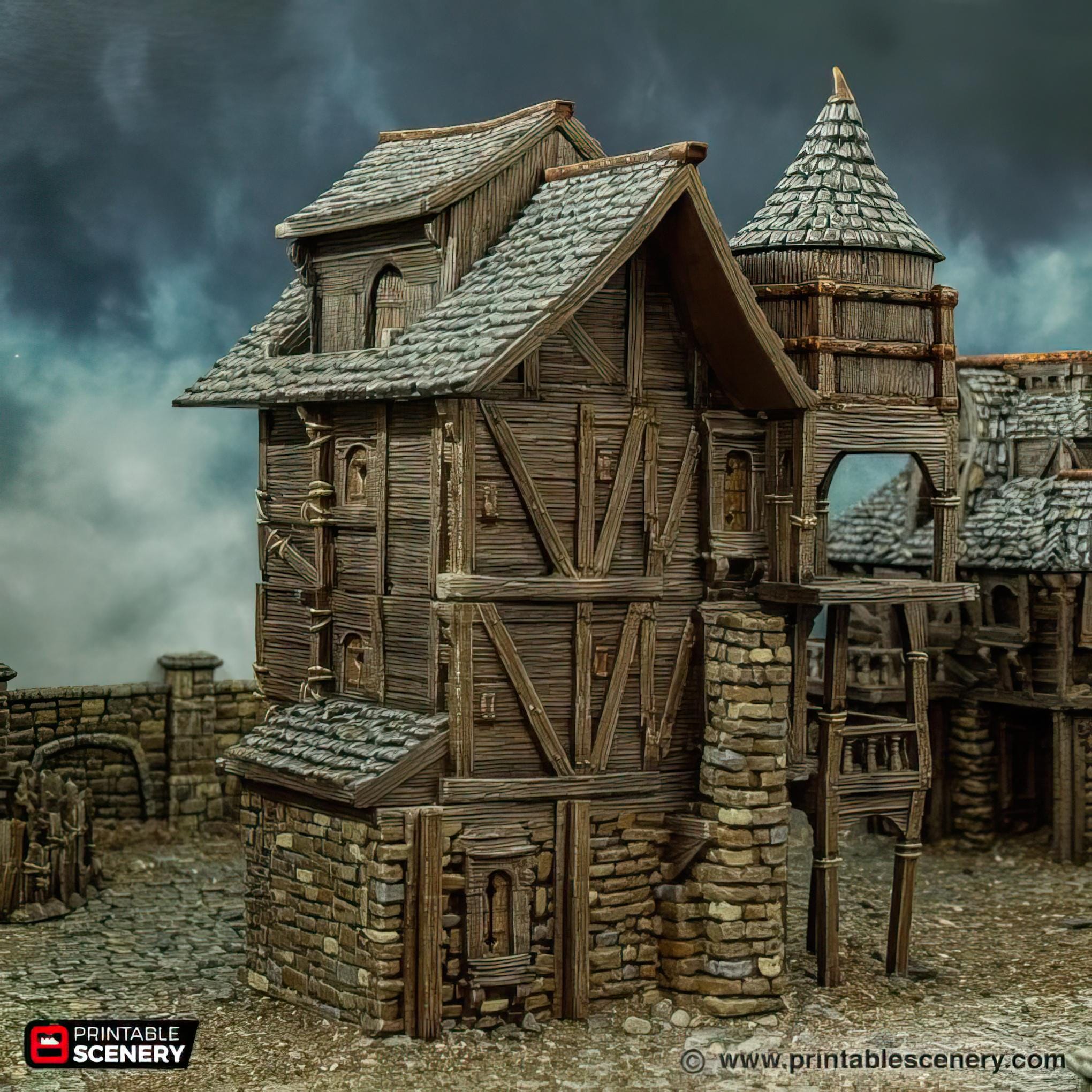 4-storey Tenement Building: Large Tabletop RPG City Scenery Terrain ...