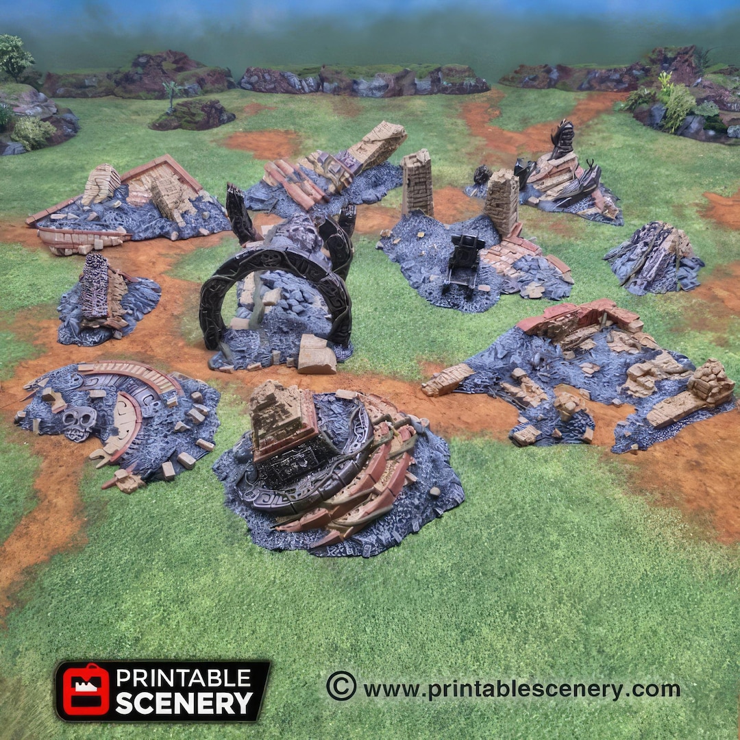Scatter Ruins Tabletop Terrain Sci-fi Futuristic Fantasy Game Aztec ...