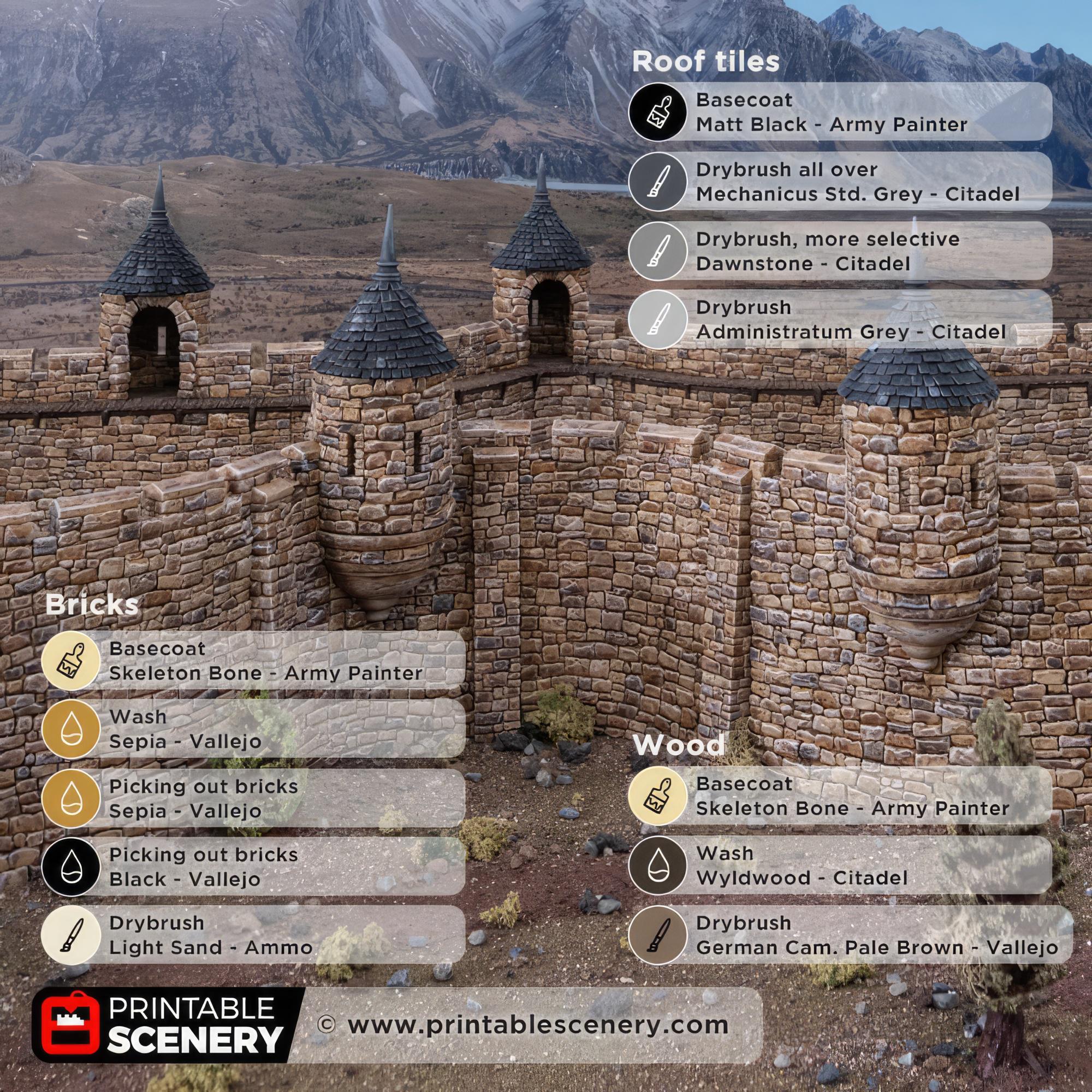 Wall Turrets: Set of 4 Fort Towers, Defensive Outpost for Historical ...