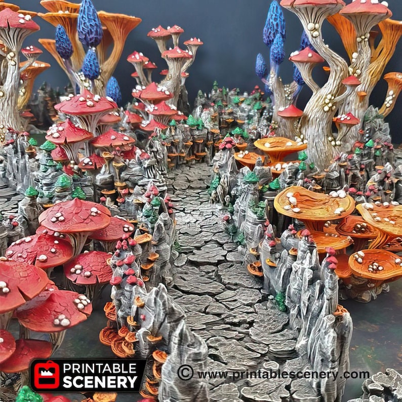 Mushroom Tunnels: Modular Cave Tiles 11-piece, Fantasy RPG Dungeon ...