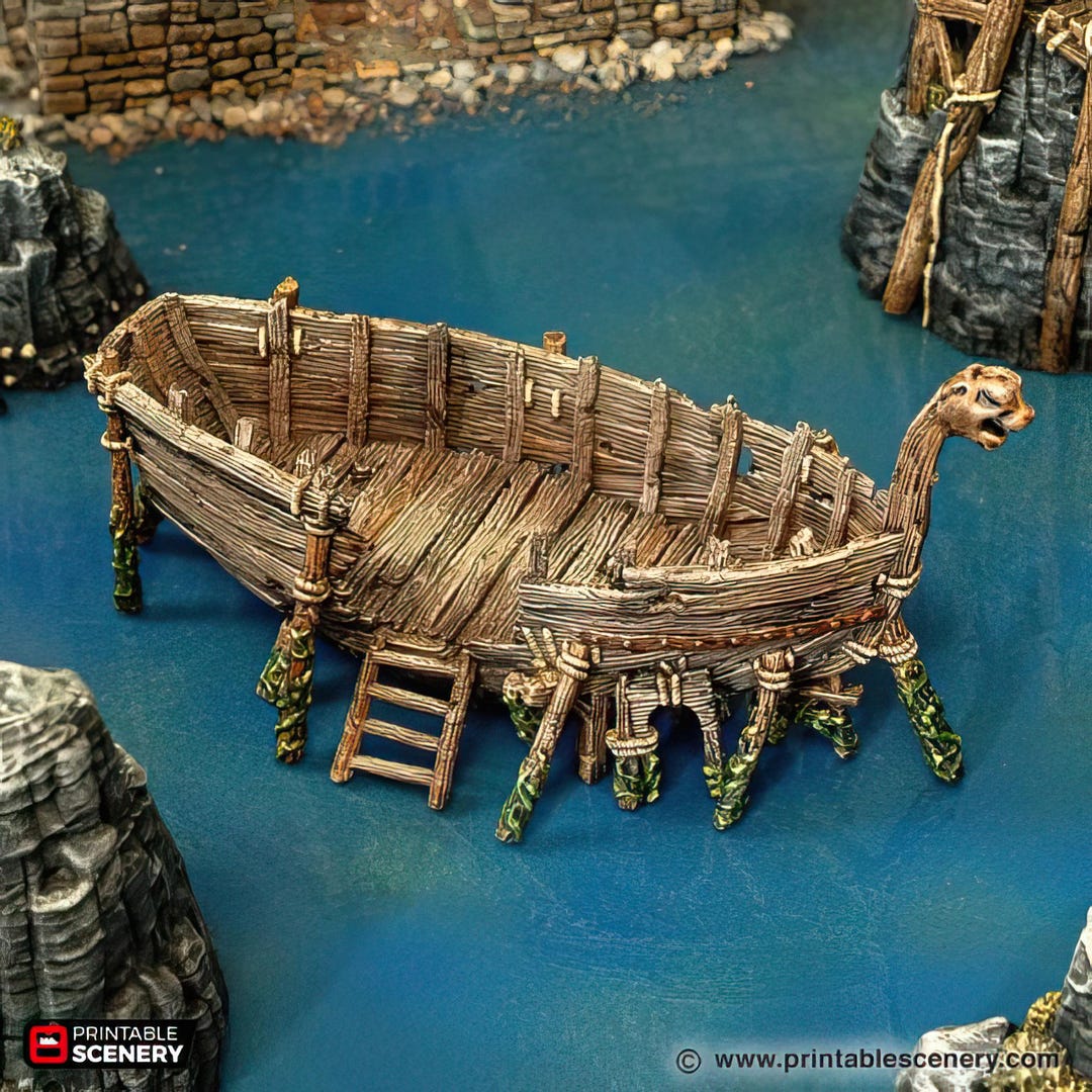 Boat Shipwreck Tabletop Scatter Roleplaying Game Pirate Longboat Port ...