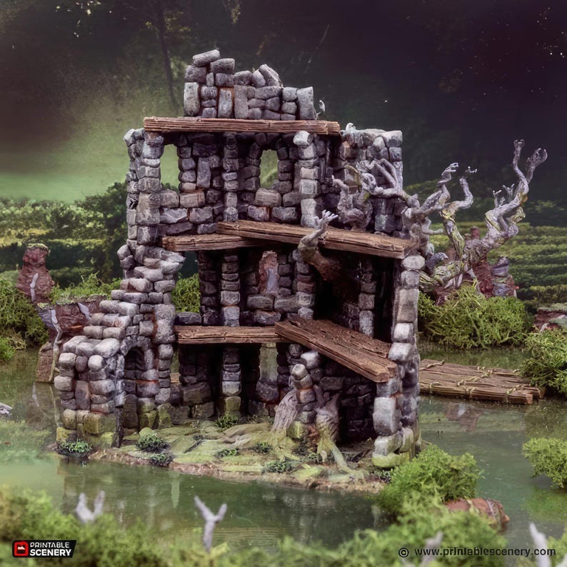 Swamp Ruins: Tabletop Scatter Terrain, Sunken Temple, Raised Platforms ...