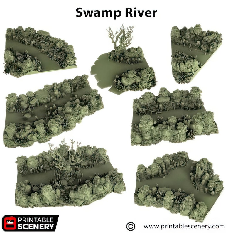 Swamp River Tiles: Tabletop RPG Scatter Terrain - Printable Scenery - Etsy