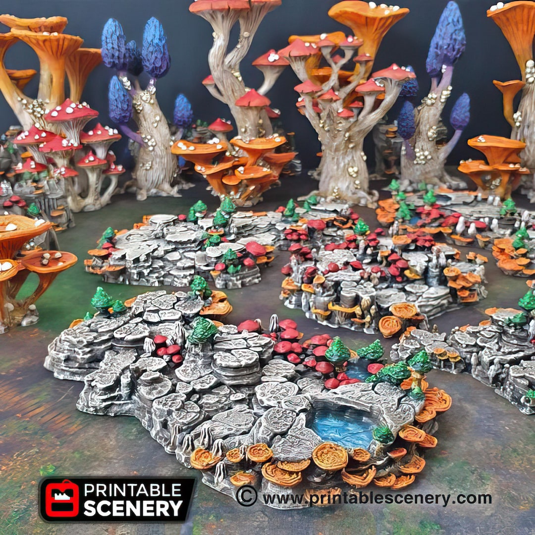 Mushrooms Floors Scatter Terrain Pieces Rock Pool Fungus Printable ...