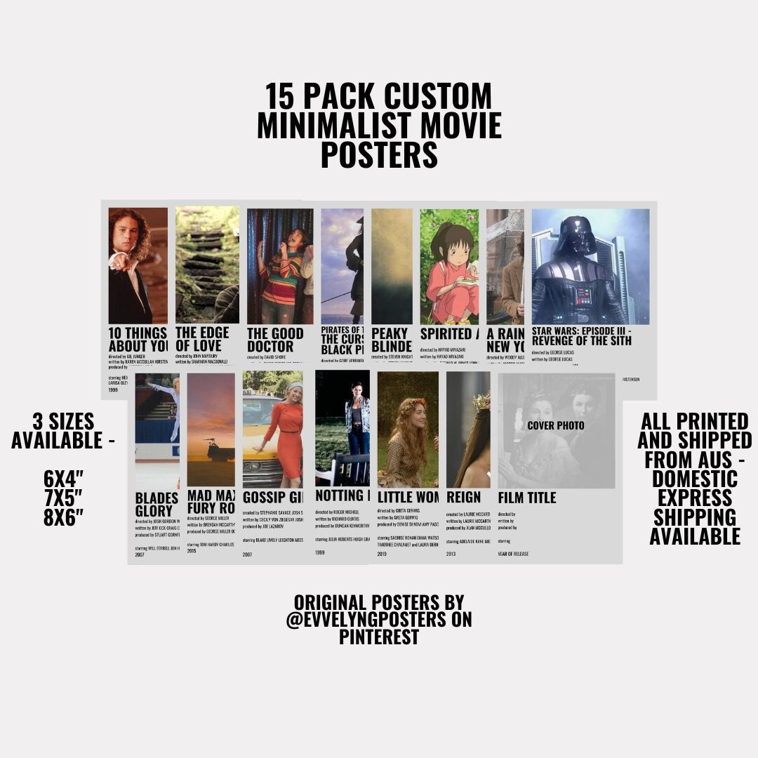 Set of 15 Minimalist Movie Posters Variant Sizes High Quality, Lustre Finish Custom Requests - Etsy