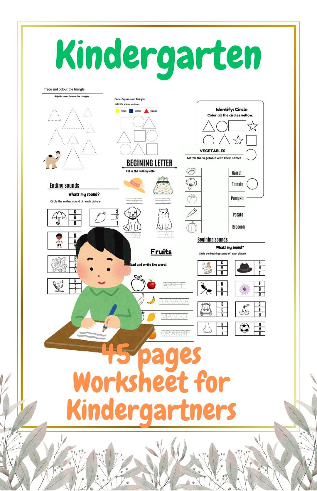 Kindergarten: Learning Printables Fun Tracing, Matching Sound ...