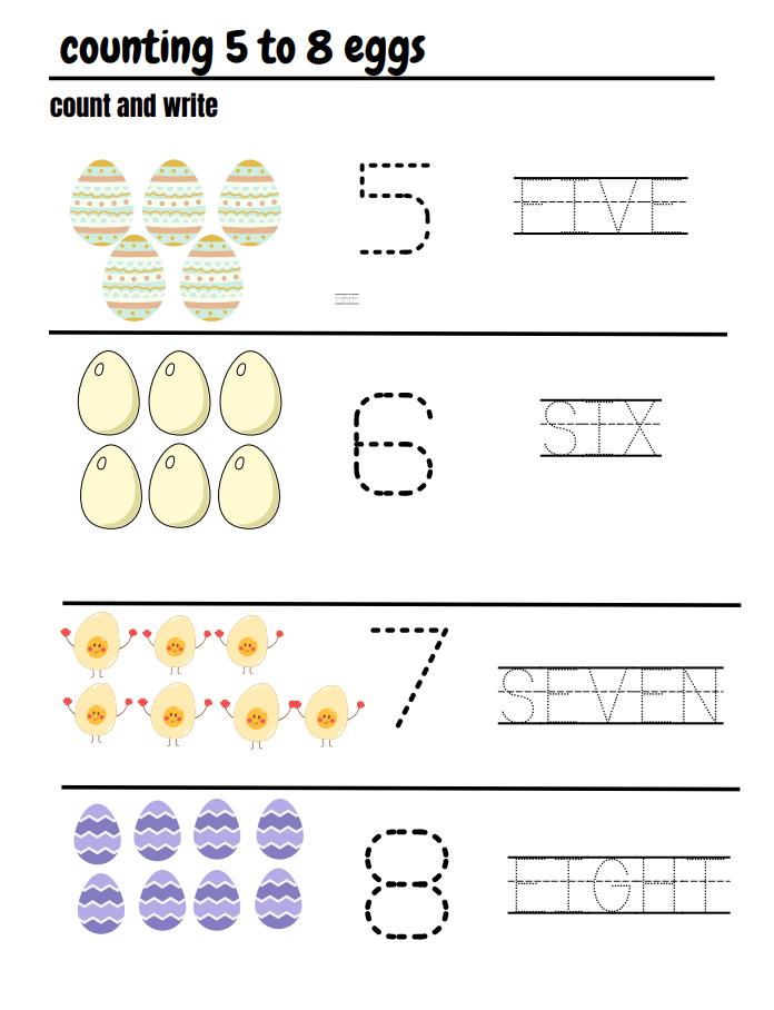 Kindergarten: Trace, Count, Color Printables! - Etsy