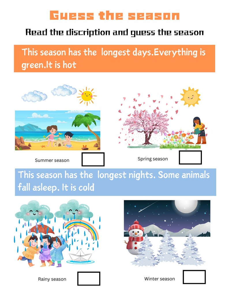 Grade 1: Seasonal Science Worksheets ,fun & Educational Printable ...