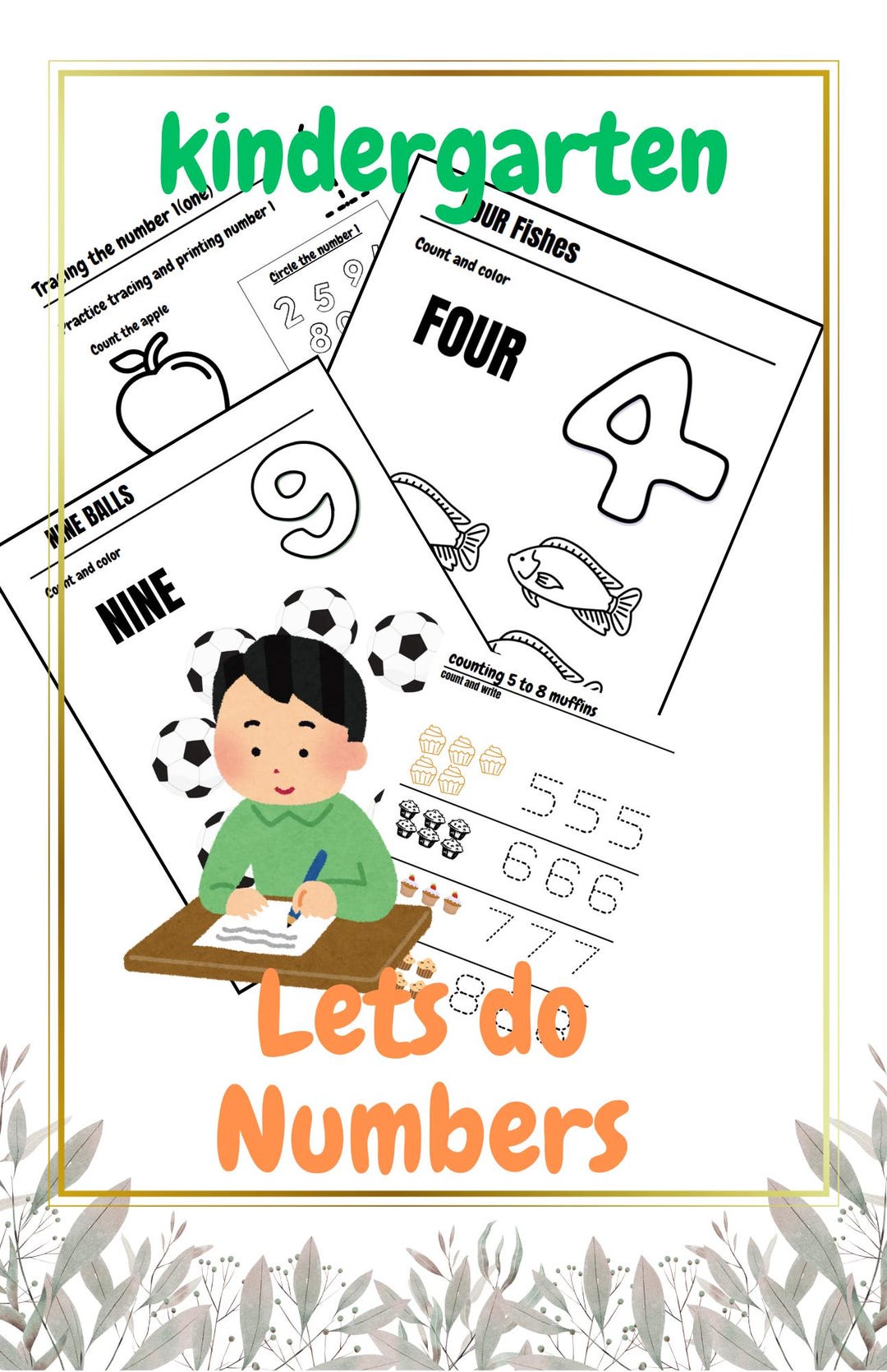 Kindergarten: Trace, Count, Color Printables! - Etsy