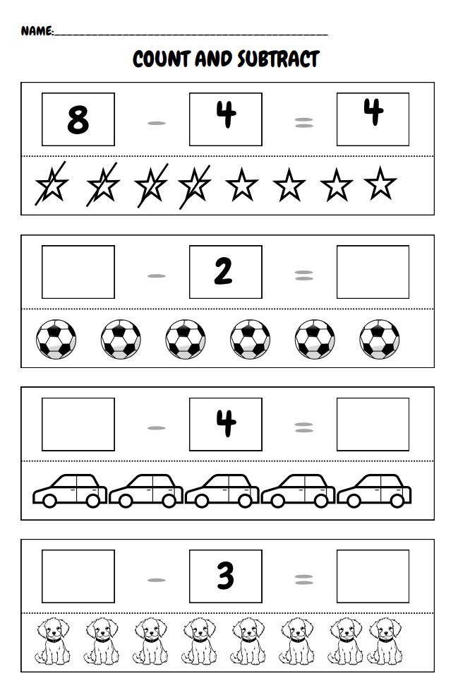 Grade 1: Math Worksheets - Fun Count, Add and Subtract Activities for ...