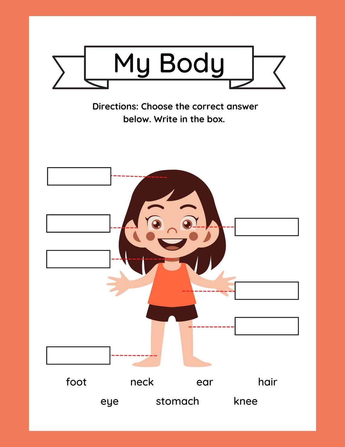 Grade 1: Body Parts Printable Worksheets for Kids - Etsy