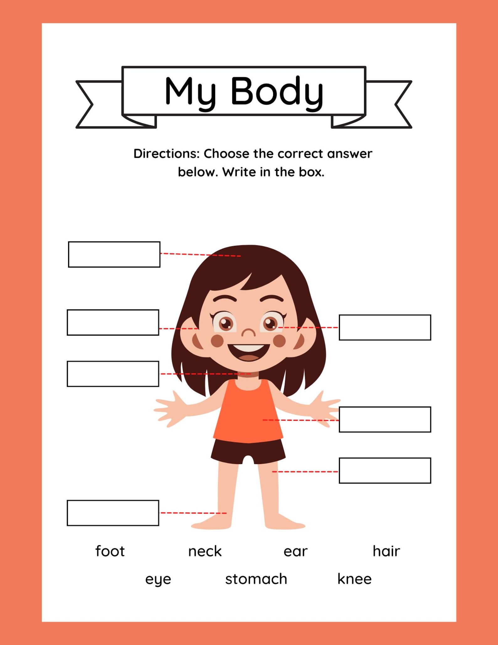 Grade 1: Body Parts Printable Worksheets for Kids - Etsy