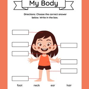 Grade 1: Body Parts Printable Worksheets for Kids - Etsy