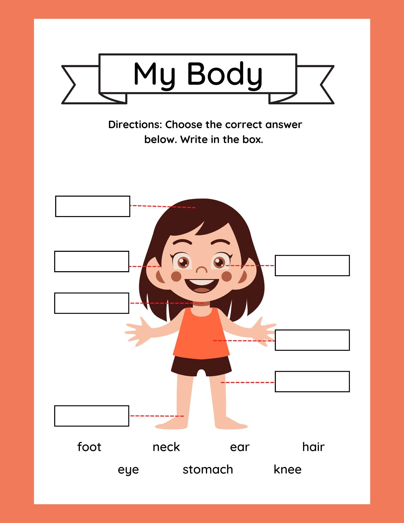 Grade 1: Body Parts Printable Worksheets for Kids - Etsy