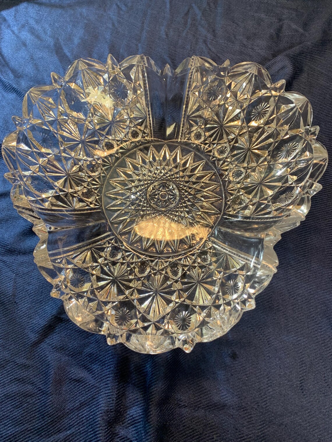 Vintage Pressed Glass Daisy & Button Pattern With Star Three Lobe ...