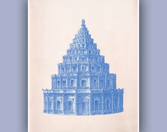 Ocean Blue Lighthouse Print Vintage image print blue