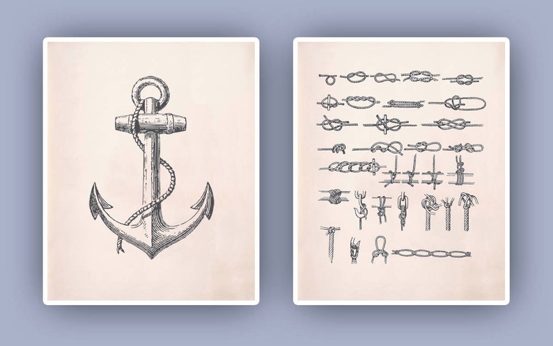 Nautical art Nautical Prints sailor knots art anchor print | Etsy