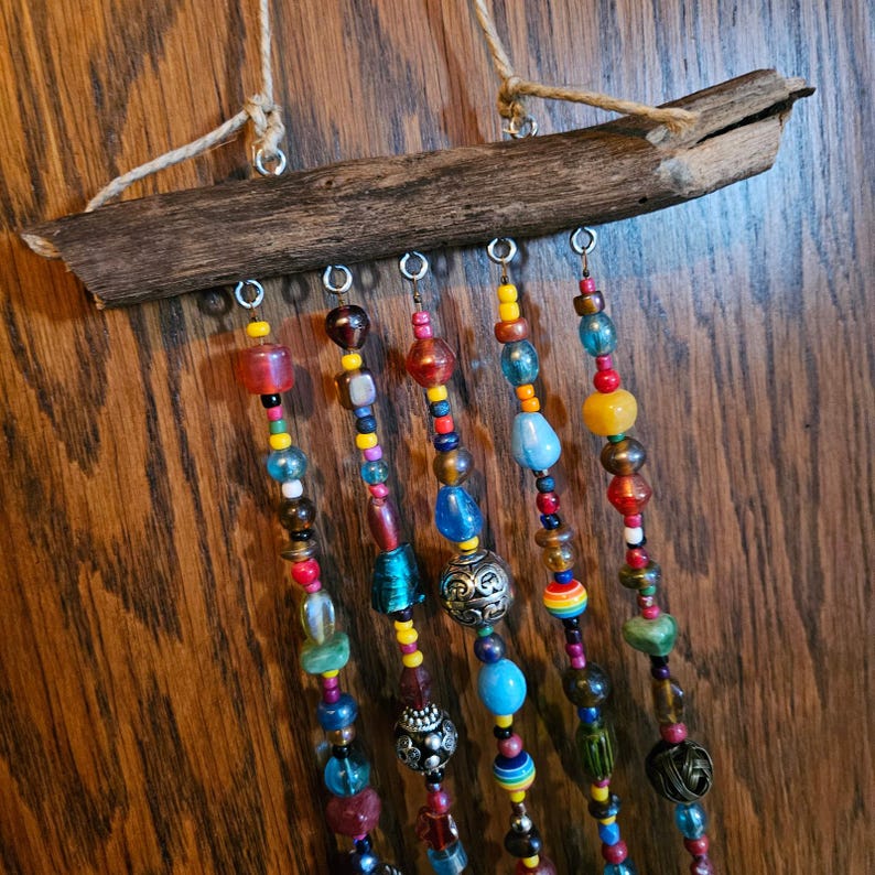 Handmade Boho Windchime Glass Beaded Wind Chime Boho Eclectic Hippie 15 ...
