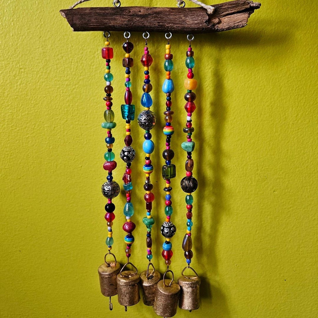Handmade Boho Windchime Glass Beaded Wind Chime Boho Eclectic Hippie 15 ...