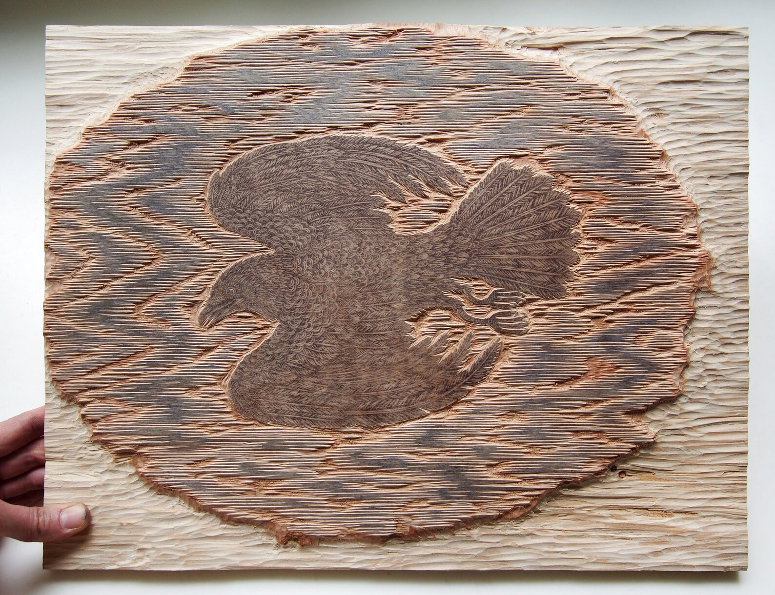 GLIDING CROW Woodcut Print Woodblock Print by Tugboat - Etsy