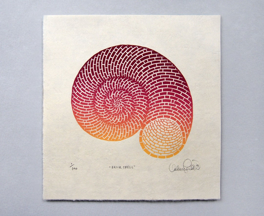 BRICK SHELL - Color Woodcut Print, Woodblock Print by Tugboat Printshop ...