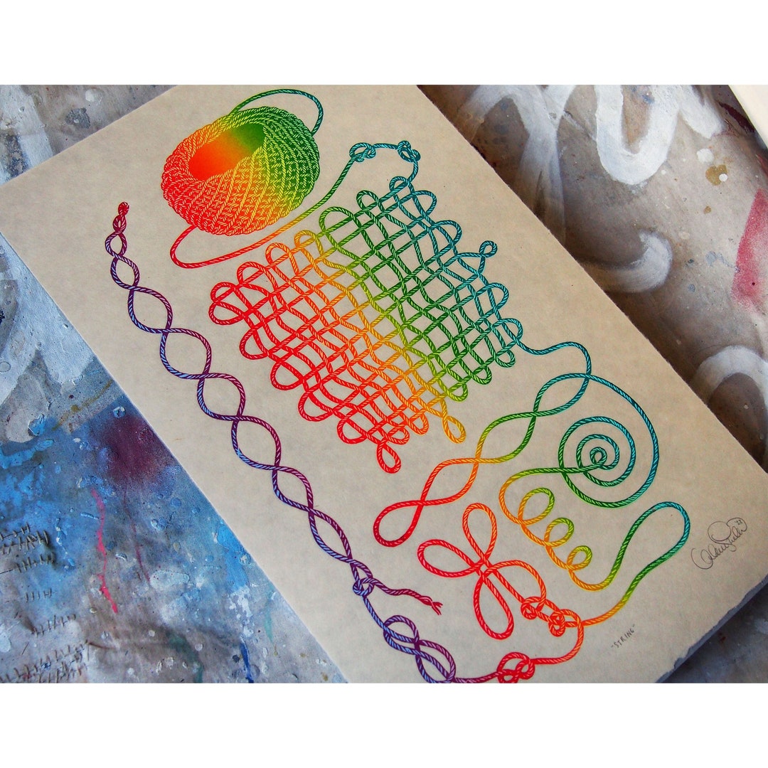 STRING - Color Woodcut Print, Woodblock Print by Tugboat Printshop ...