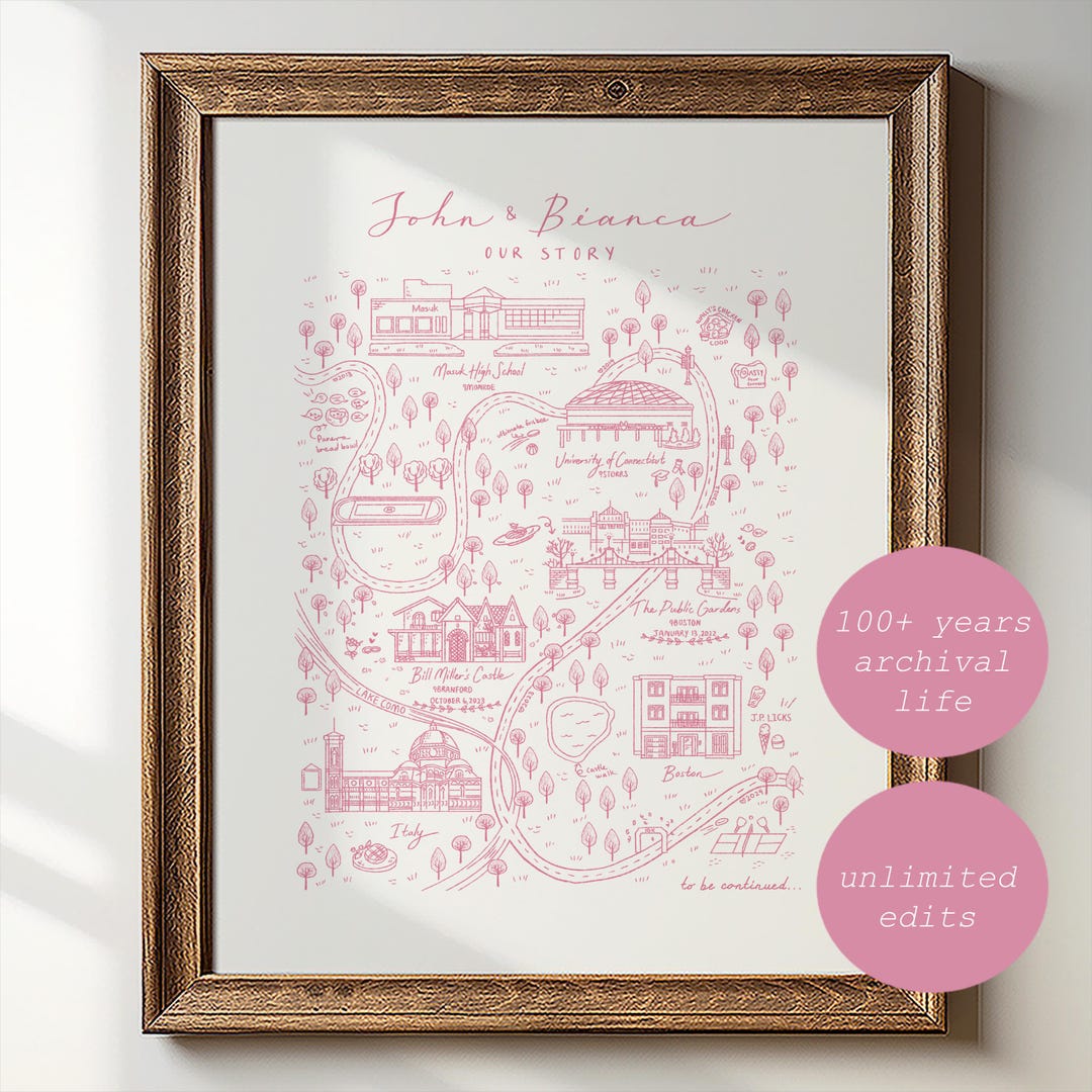 Custom Couples Map Digital Personalized Relationship Map of Us Travel ...