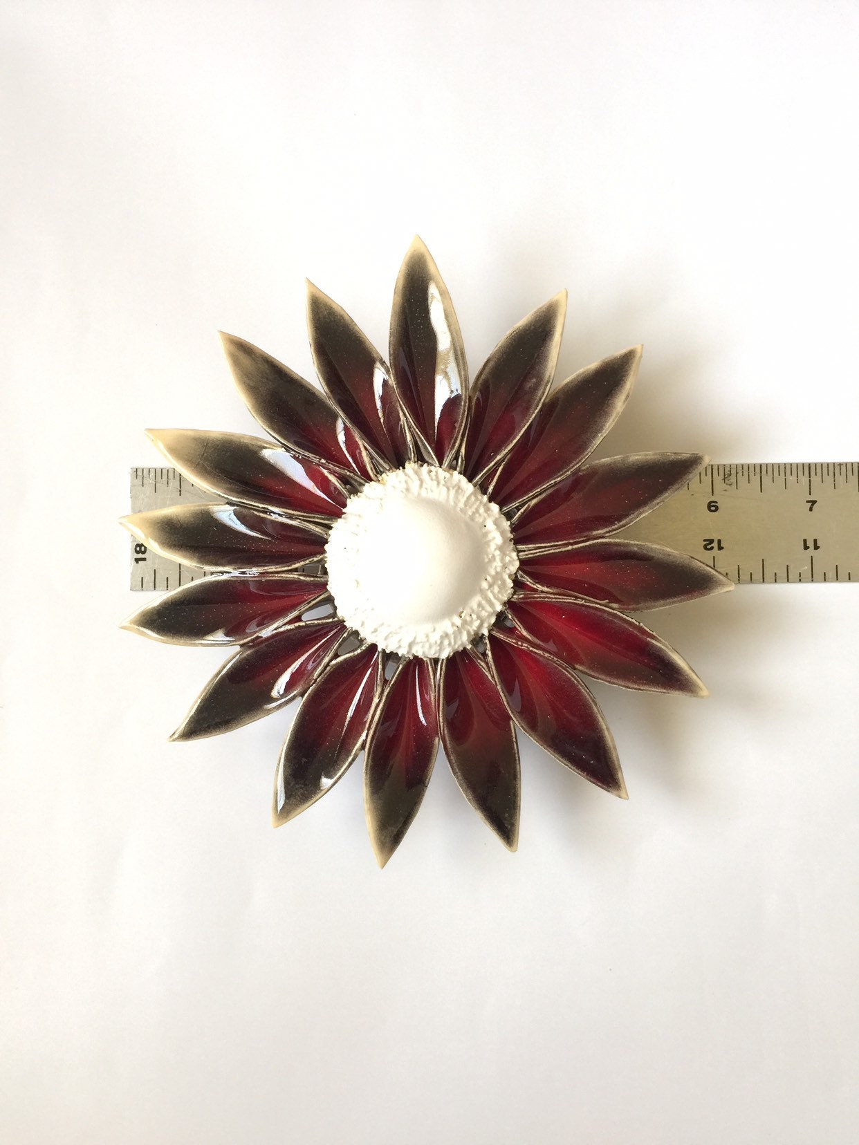Deep Red Smoky Ceramic Wall Flower - Etsy UK