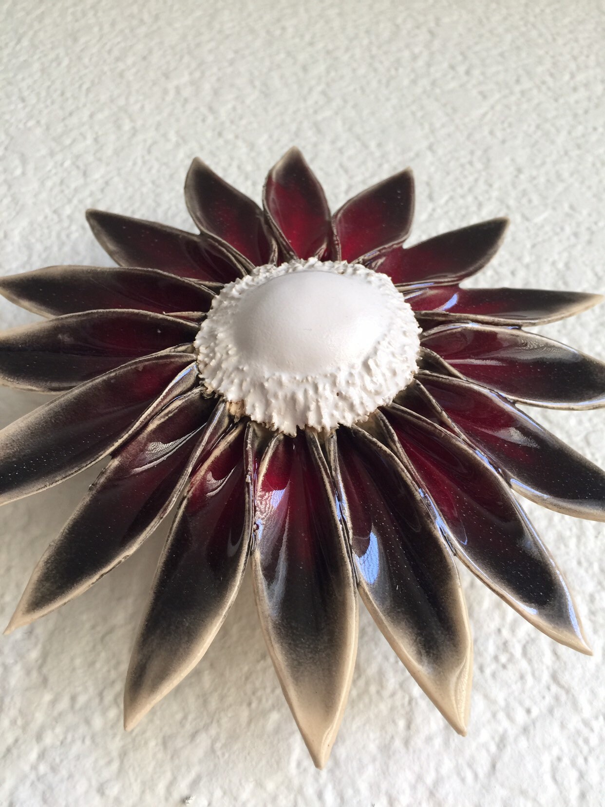 Deep Red Smoky Ceramic Wall Flower - Etsy UK