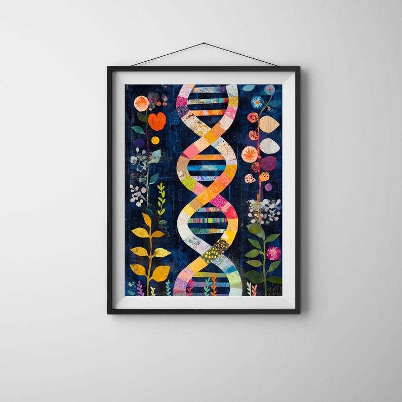 DNA Double Helix by Avery Crane | Colorful Genetics Art Print With ...