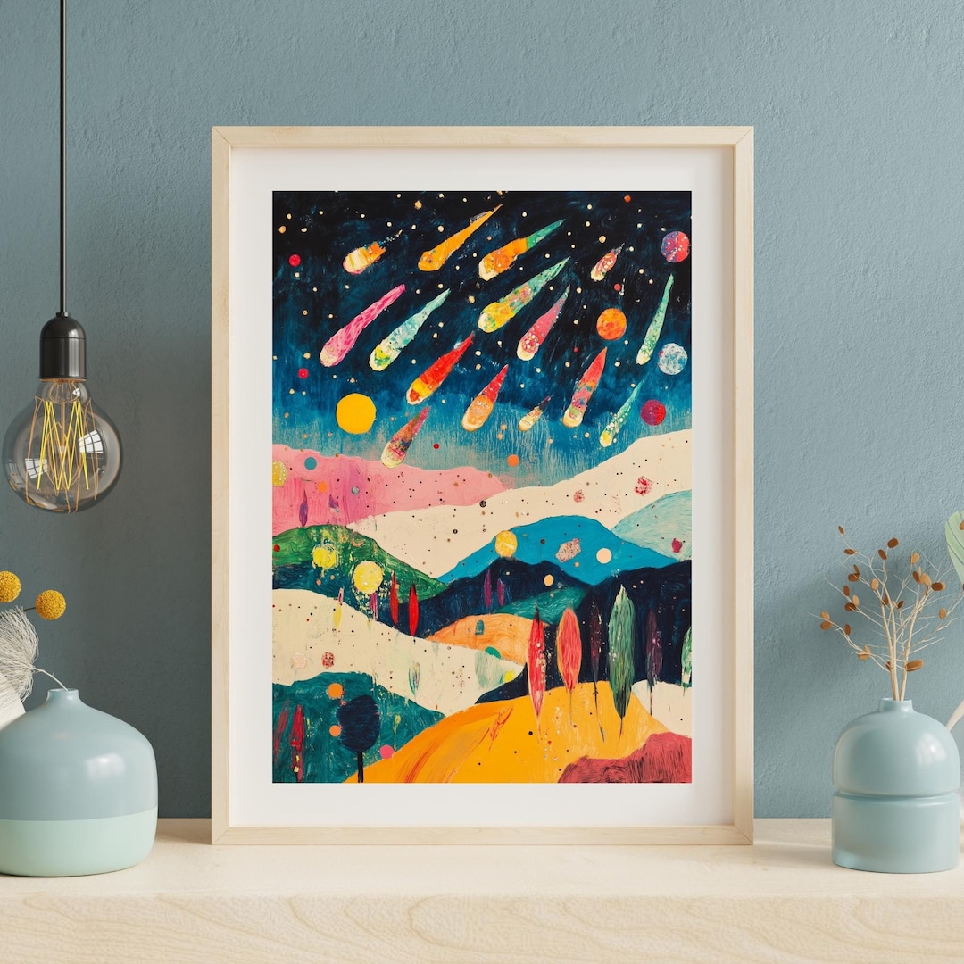 Meteor Shower by Avery Crane | Colorful Night Sky Abstract Art Print ...