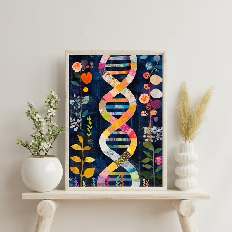 DNA Double Helix by Avery Crane | Colorful Genetics Art Print With ...